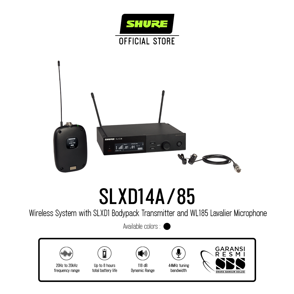 Jual Shure SLXD14A/85 Wireless System with SLXD1 Transmitter and WL185 MIC | Shopee Indonesia