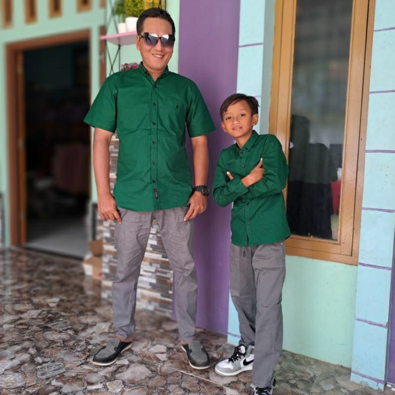 Jual KEMEJA COUPLE AYAH & ANAK WARNA HIJAU BOTOL KATUN SIGARET PREMIUM ...