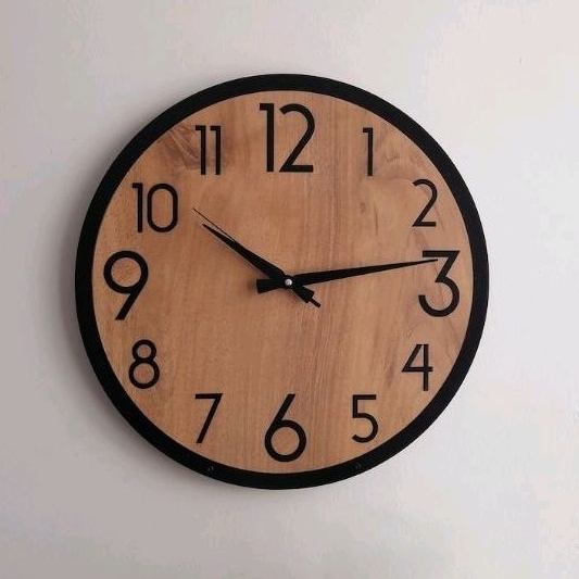 Jual Jam Dinding Modern Bulat Terbaru Kayu Jati | Shopee Indonesia