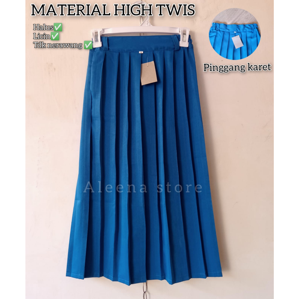 Jual Rok rempel Panjang Biru benhur seragam sekolah madrasah | Shopee ...