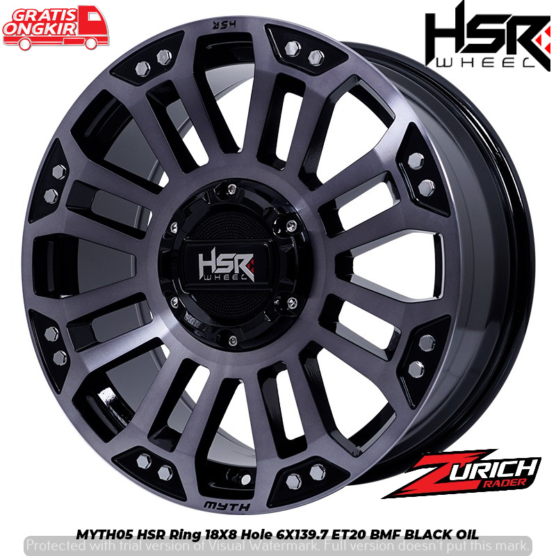 Jual velg racing original HSR MYTH05 ring 18 lebar 8 rata baut 6x139 ...