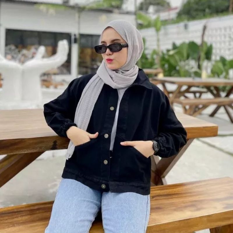 Jual JAKET REZA PABLO OVERSIZE JEANS WANITA DENIM CEWEK KOREAN STYLE ...