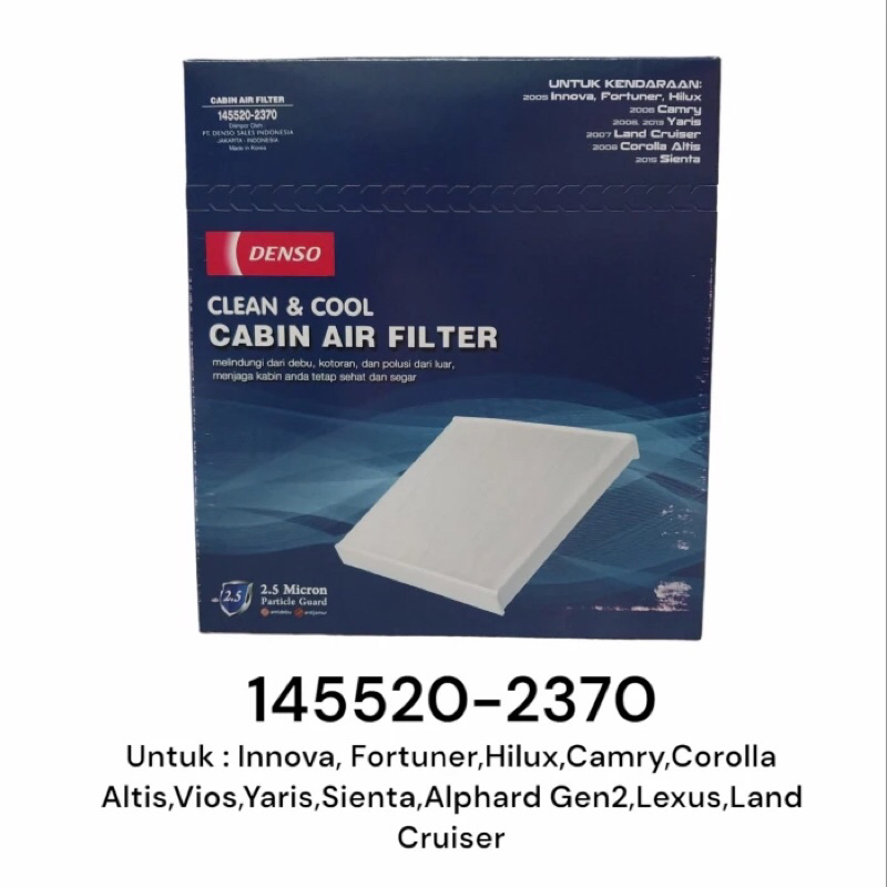 Jual FILTER CABIN AC DENSO INNOVA YARIS FORTUNER CAMRY HILUX VIOS YARIS ...