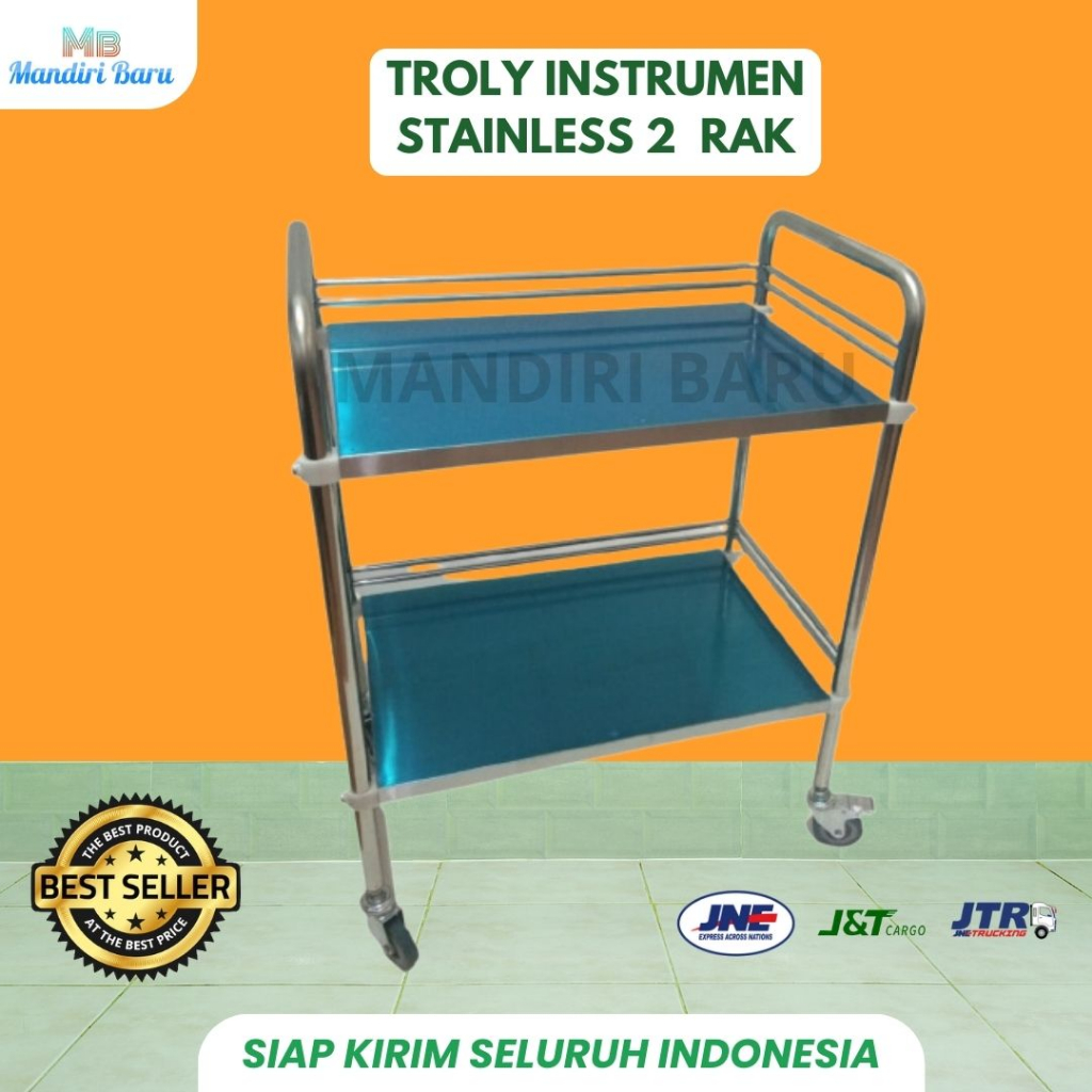 Jual Troli Instrumen 2 dan 3 susun Rak Stainless, trolli obat stainless ...