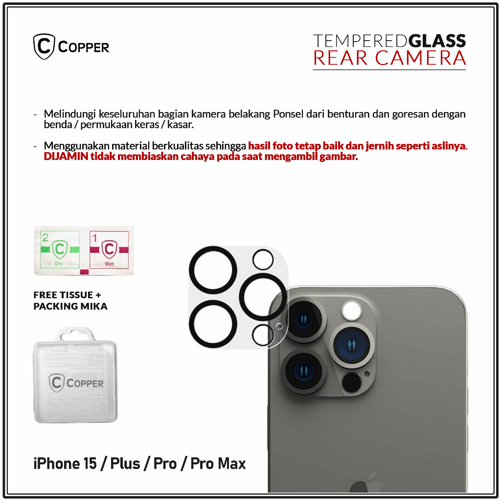 Jual iPhone 15/Plus/Pro/Pro Max - Copper Tempered Glass Kamera | Shopee ...