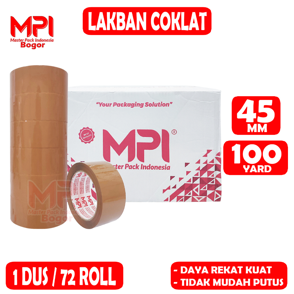 Jual 1 DUS [ 72 ROLL ] Lakban Coklat MPI 45 mm x 100 yard / Lakban ...
