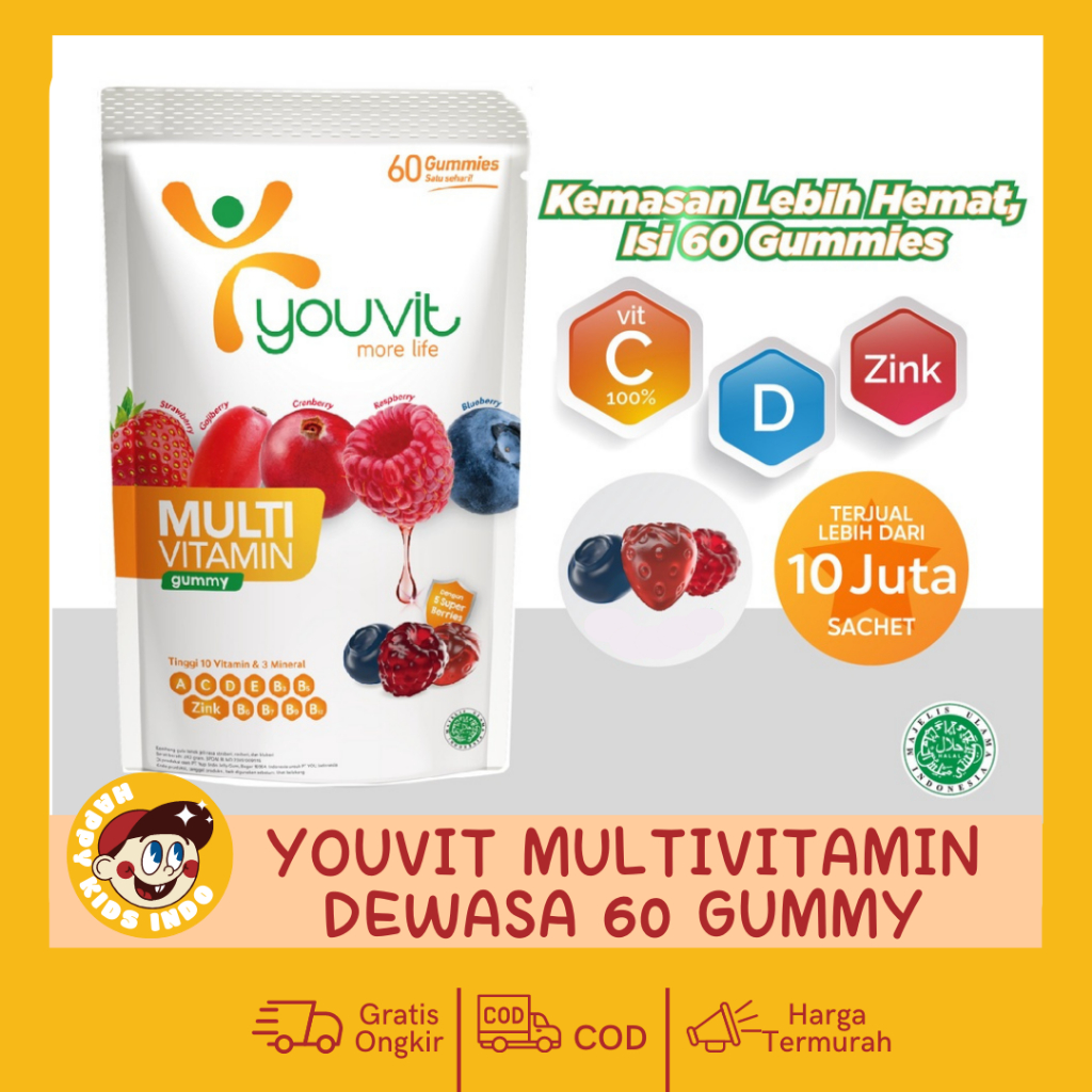 Jual YOUVIT Multivitamin Gummy Dewasa 60 Days - Vitamin Dewasa | Shopee Indonesia