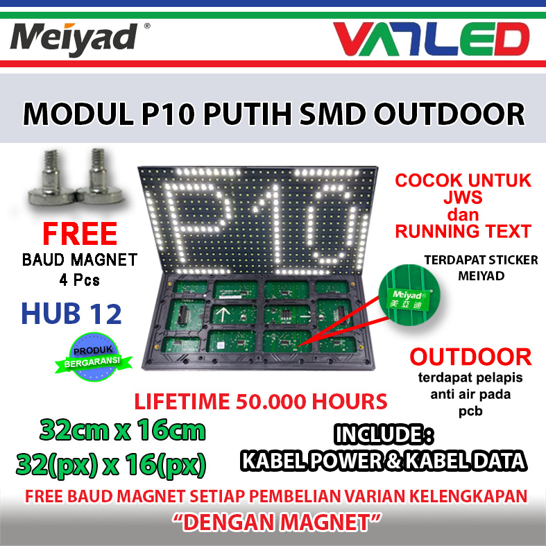 Jual Panel Modul Module Running Text P10 Outdoor SMD Putih | Shopee ...