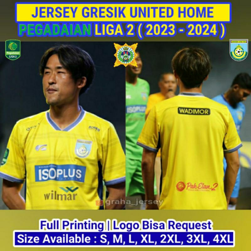 Jual Jersey GRESIK UNITED Home 2023 - 2024 Pegadaian Liga 2 Kuning PRINTING Lokal | Shopee Indonesia