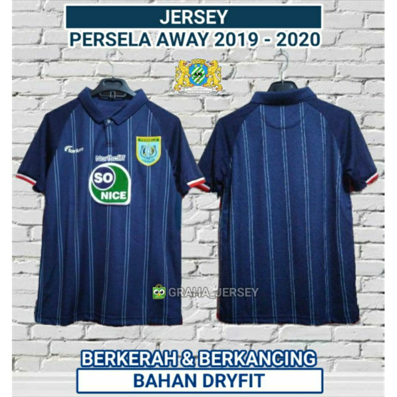 Jual Jersey PERSELA Away 2019 - 2020 Liga 1 Shopee Biru Navy Berkerah ...