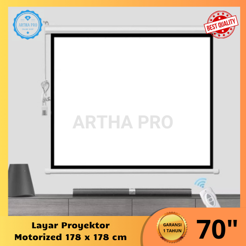 Jual Layar proyektor motorized 70" elektrik remot ( 178 x 178 cm ) | Shopee Indonesia