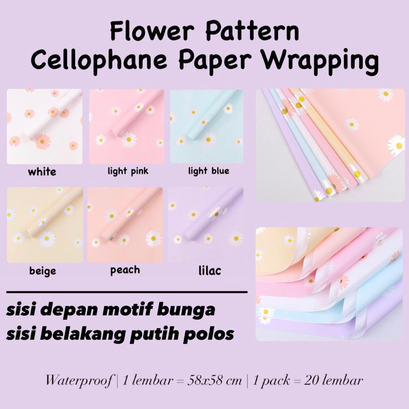 Jual Kertas Cellophane Bucket Pastel [Flower Pattern] Flower Wrapping ...