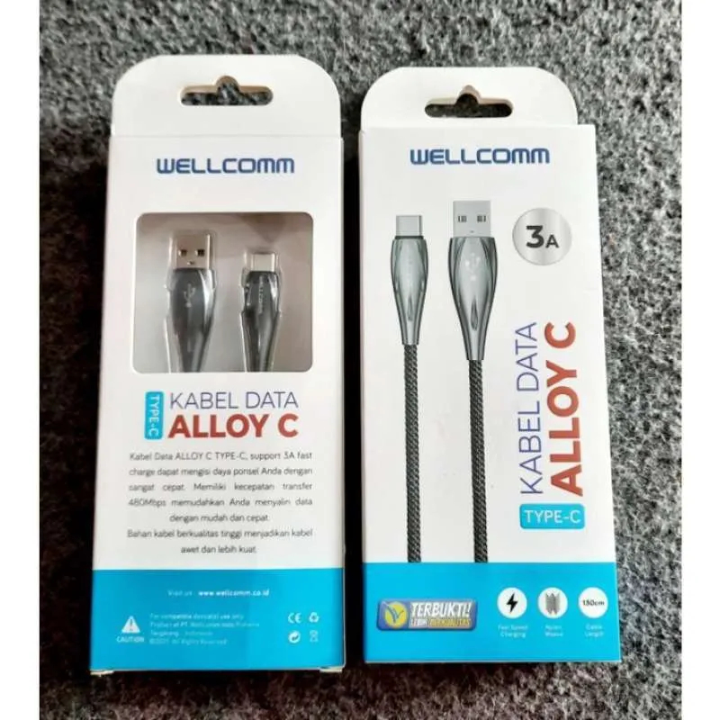 Jual KABEL DATA TYPE-C WELLCOMM FLAT ALLOY (1,3 METER) | Shopee Indonesia