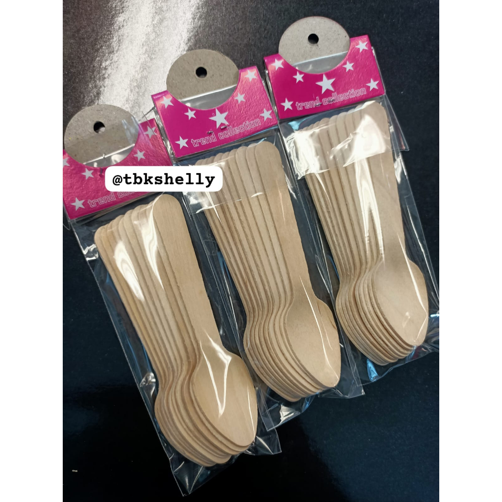 Jual (10pcs)Sendok Kayu Sekali Pakai/Sendok Dessert Mini/Sendok Kue ...