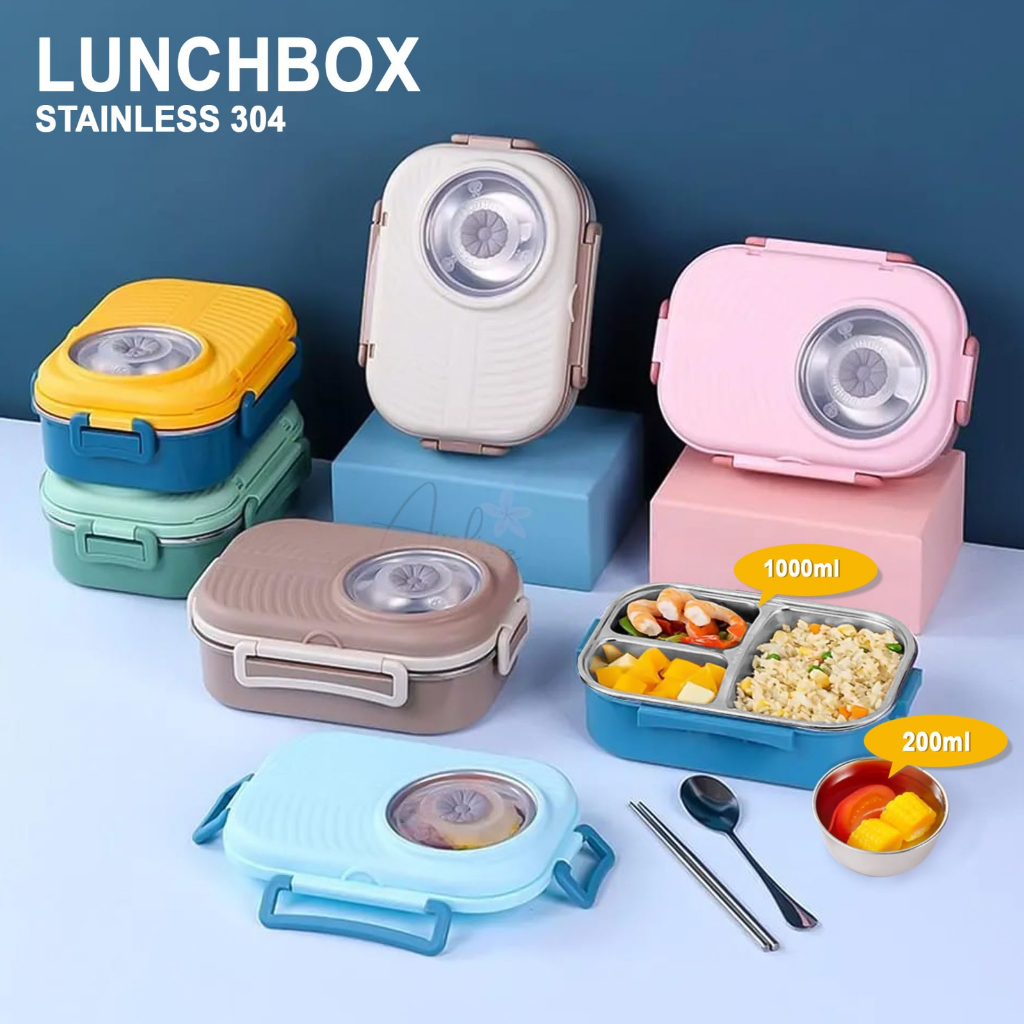 Jual Aveline Lunch Box Kotak Makan 3 Sekat 4 Sekat 5 sekat SUS 304 ...