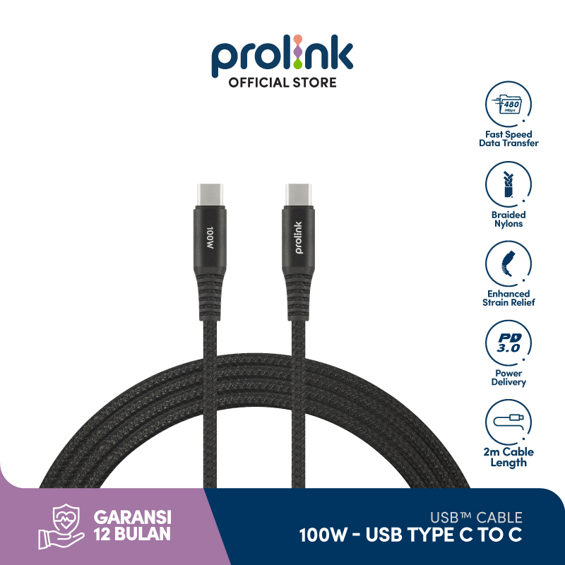Jual Prolink 100W 5A PD Fast Charging Cable USB Kabel Data Type C l E ...