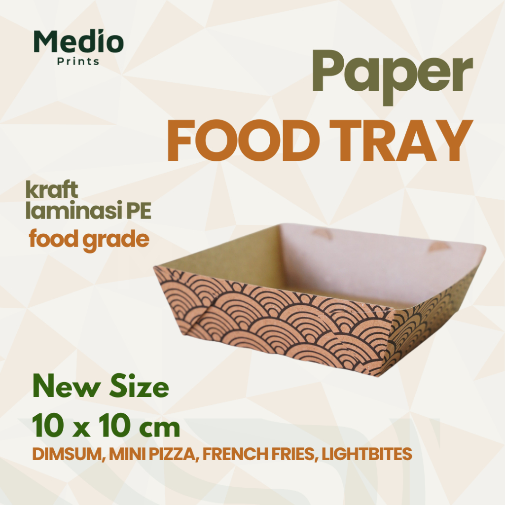 Jual PAPER FOOD TRAY - 10X10 CM - KRAFT LAMINASI | Shopee Indonesia