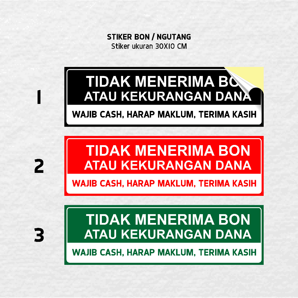 Jual STIKER VNYL DILARANG NGUTANG BON WAJIB UANG CASH | Shopee Indonesia