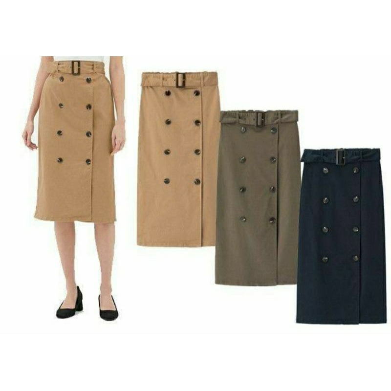 Jual GU trench skirt (No Belt) | Shopee Indonesia