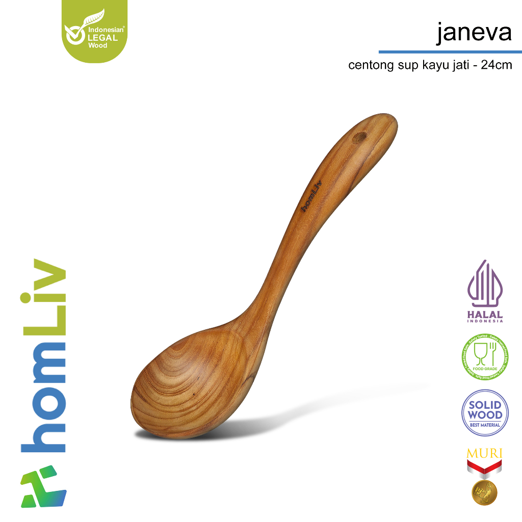 Jual homLiv Irus Centong Soup Kayu Jati Janeva Wooden Soup Ladle ...