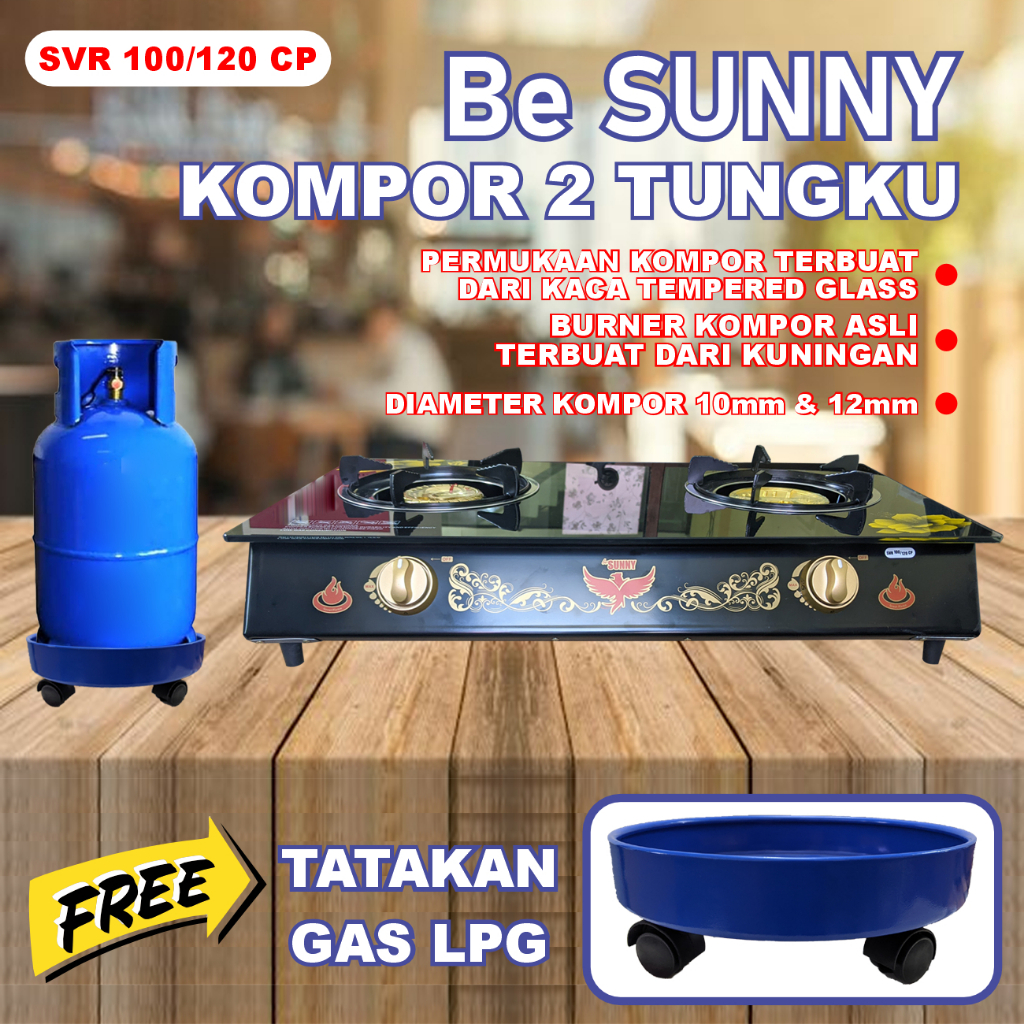 Jual KOMPOR GAS KACA Be SUNNY SVR-100/120-CP 2 Tungku Tampilan Mewah ...