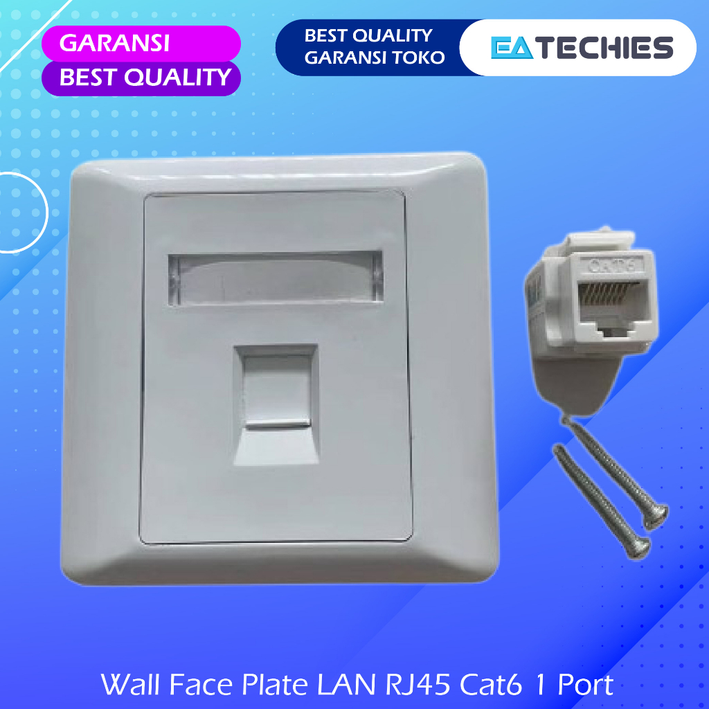 Jual Wall Face Plate LAN RJ45 1 Port + Modular Cat6E Jaringan Dalam ...
