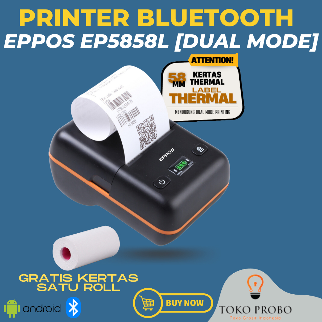 Jual Printer Bluetooth Thermal 58mm EPPOS EP5858L [Dual Mode Cetak Resi & Nota] | Shopee Indonesia