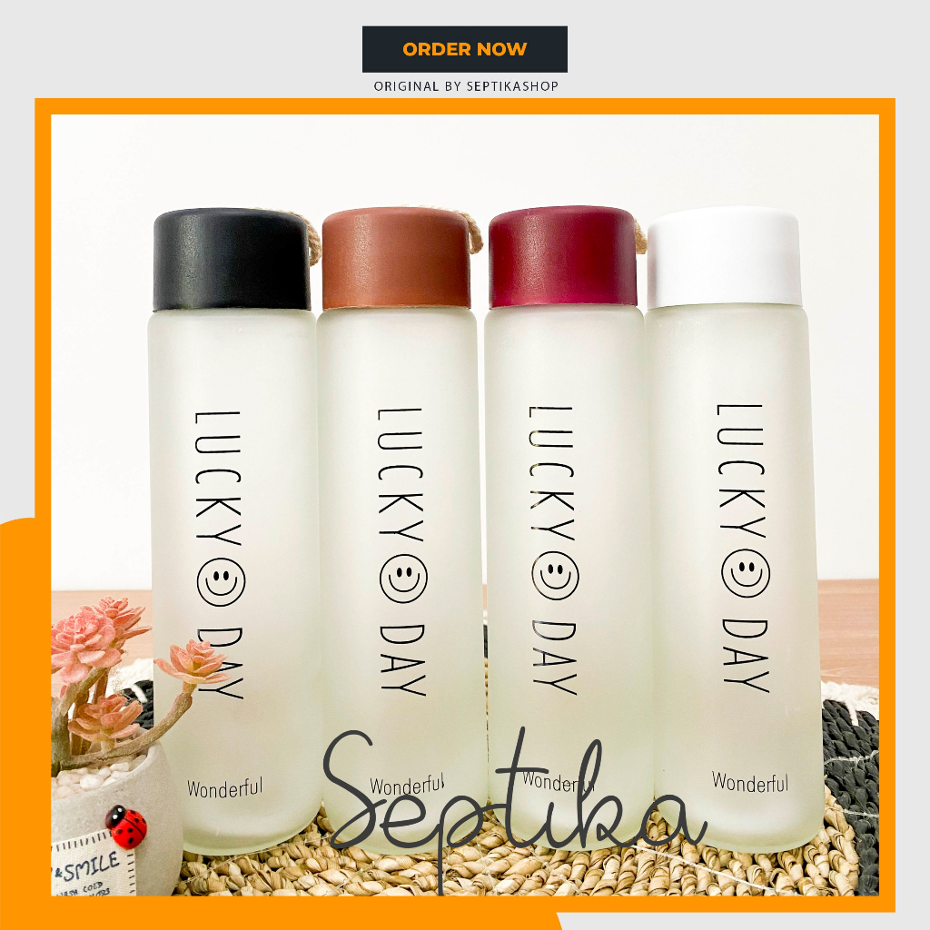 Jual Botol Kaca Lucky Day Tumbler Glass My Bottle Happy Day Doff Frost ...