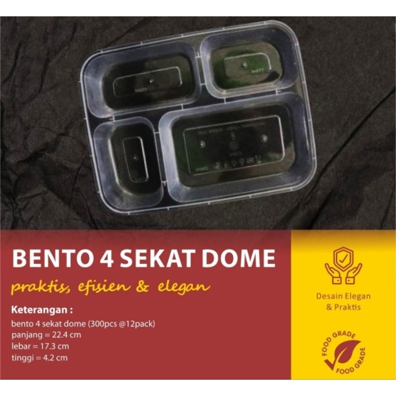 Jual 25 pcs thinwal sekat 4 dome victory tutup cembung PLASTIK Bento ...