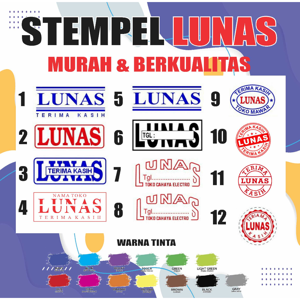 Jual Stempel LUNAS Otomatis Custom Nama Toko | Shopee Indonesia