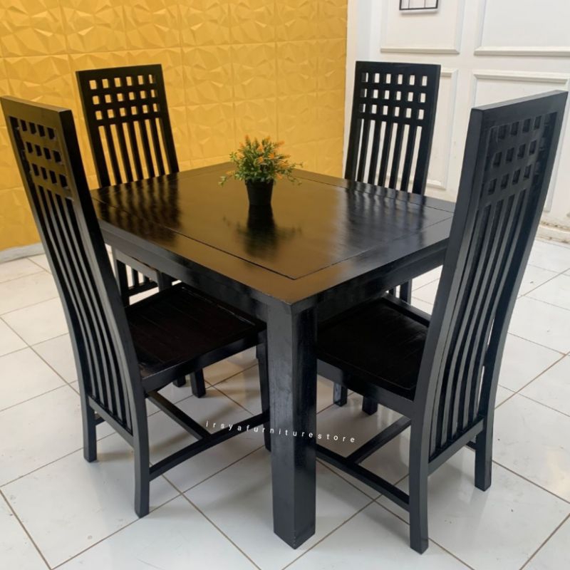 Jual Meja Makan Kayu Jati 4 Kursi / Meja Kursi Makan Minimalis Modern Asli Jati | Shopee Indonesia