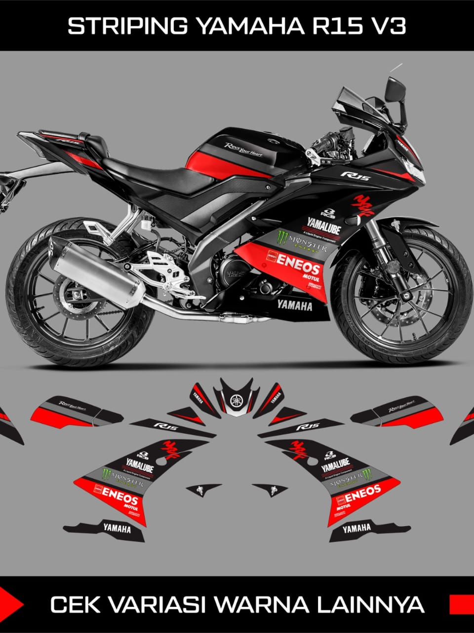 Jual STIKER STRIPING YAMAHA YZF R15 V3 / DECAL STIKER SEMIFULL BODY ...