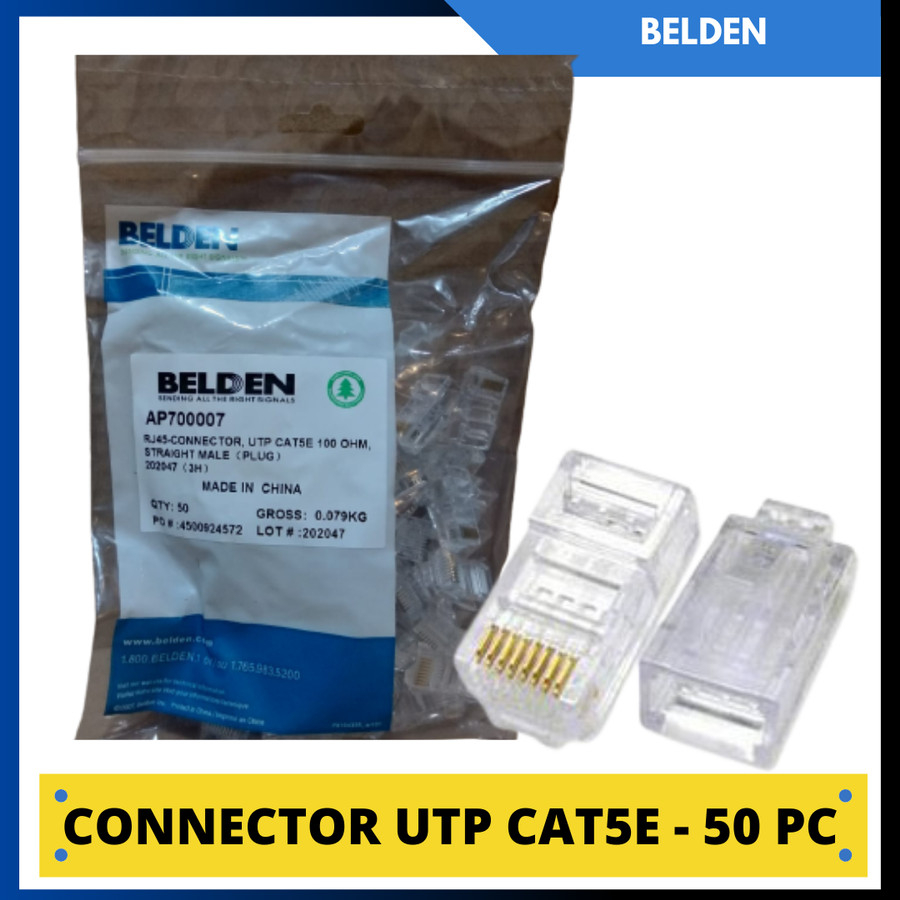 Jual CONNECTOR RJ45 CAT5E UTP BELDEN ORIGINAL - 50 PC | Shopee Indonesia