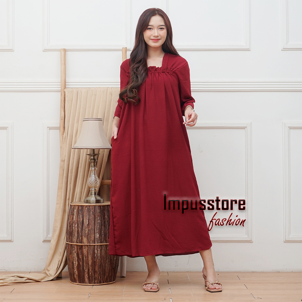 Jual Daster Fuji Bahan Crinkle Airflow | Long Dress Fuji Daster Busui ...