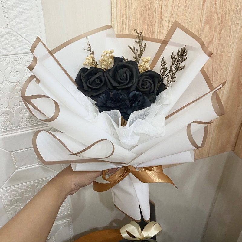Jual Bouquet bunga Artificial/PALSU| Buket bunga wisuda hitam | buket ...