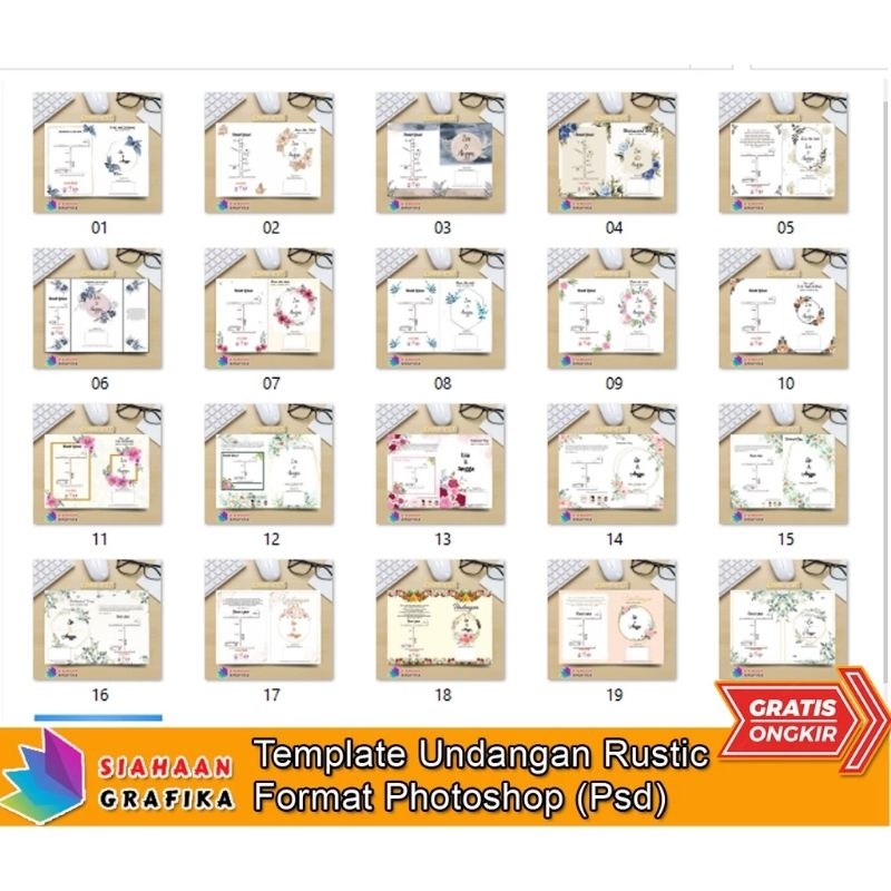 Jual 125 File Desain Undangan Pernikahan Rustic (Format Photoshop ...