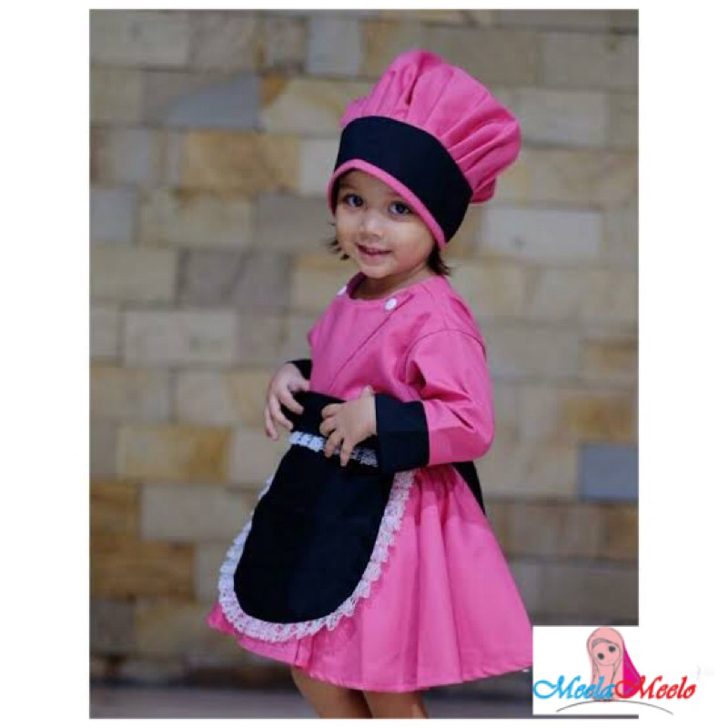 Jual Baju Koki Anak Perempuan Photoshoot Pakai Rok / Koki Cilik Newborn / Baju Chef Anak Satu ...