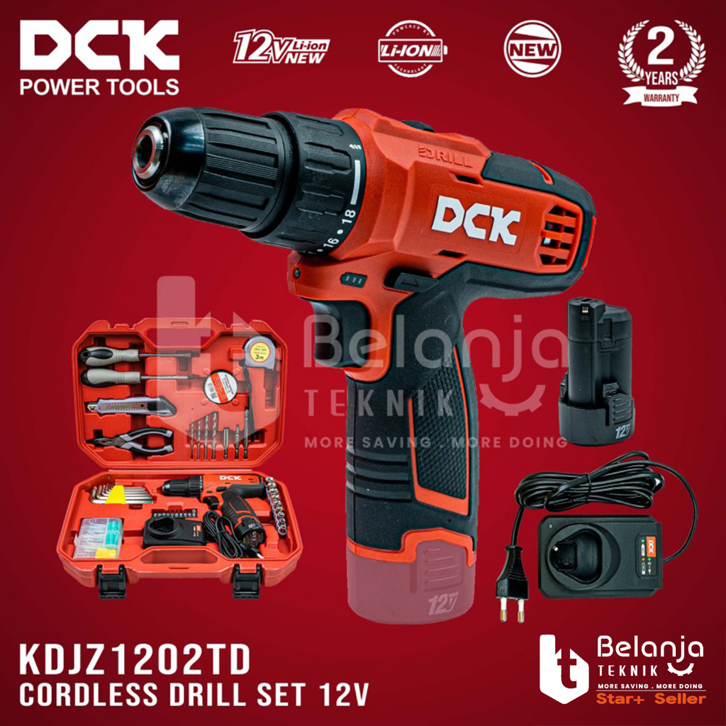 Jual DCK Mesin Bor Baterai 10MM KDJZ 1202 TD Cordless Drill Set KDJZ1202TD | Shopee Indonesia