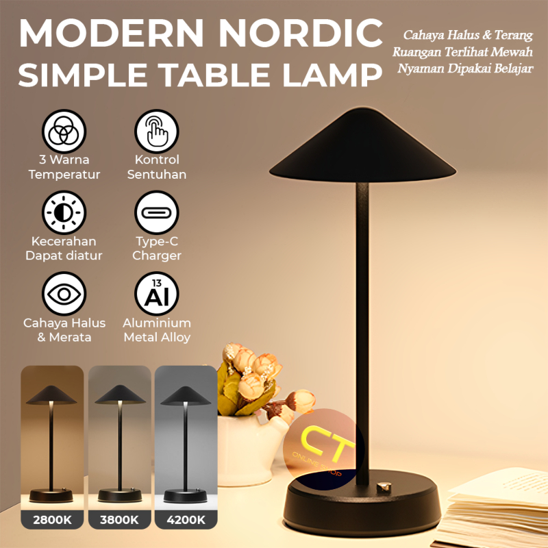 Jual Lampu Baca Meja Belajar LED Nordic Dimming Desk Smart Light ...
