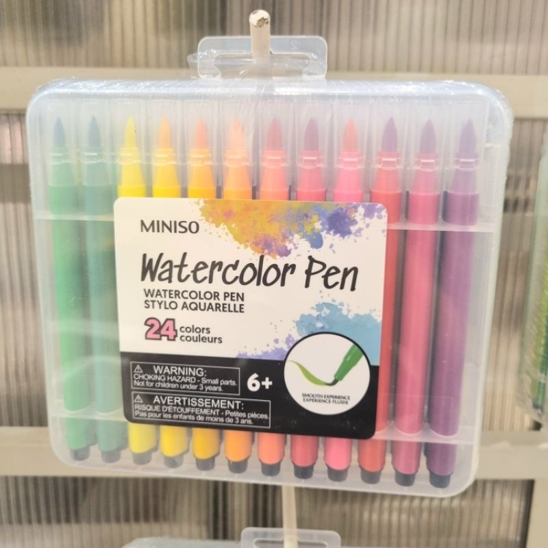 Jual MINISO WATERCOLOR PENS SET WITH SOFT TIP / SPIDOL ISI 24 WARNA ...