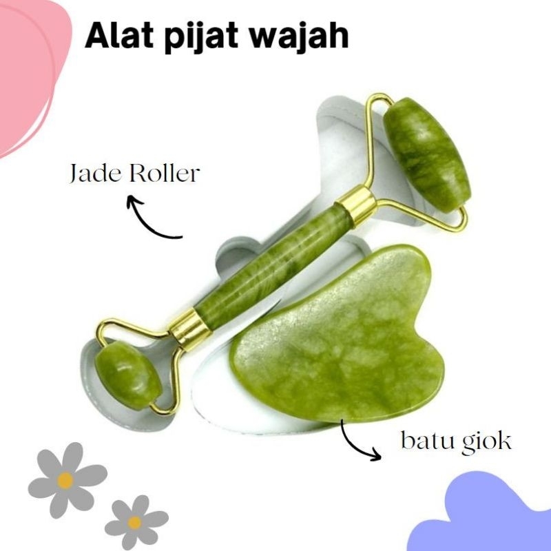Jual Jade Roller Face Facial Massage Batu Giok Gua Sha kesehatan ...