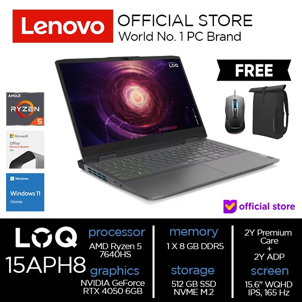 Jual [FREE SODEXO] Lenovo LOQ 15APH8 82XT003CID R5-7640HS/8GB/512GB ...