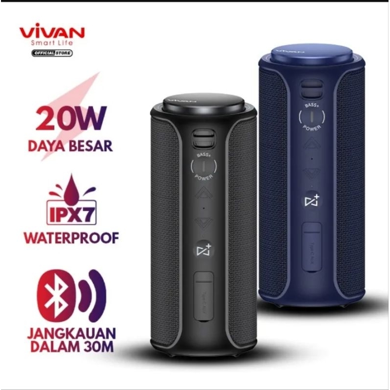 Jual VIVAN Bluetooth Speaker VS30 Portable Waterproof IPX7 Subwoofer ...