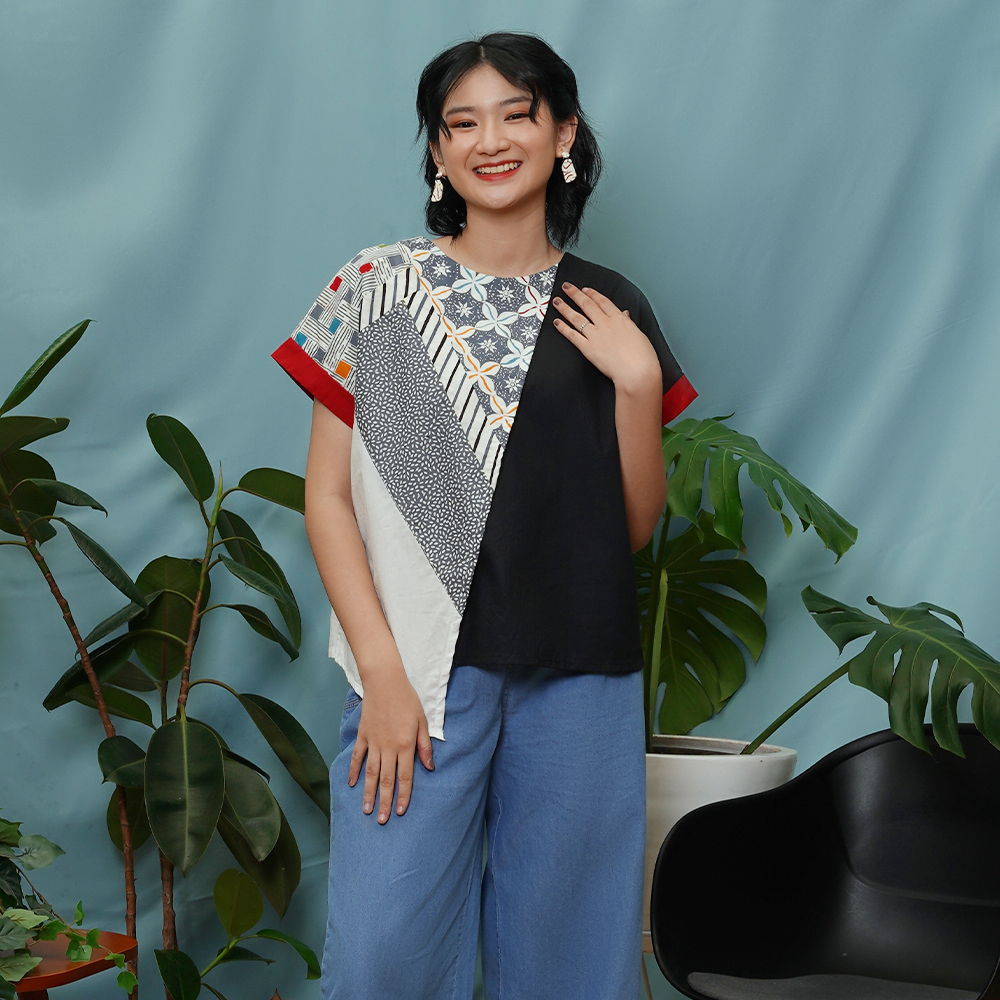 Jual PART of Wonogiren - Lita - Blus kasual batik wanita modern | Shopee Indonesia