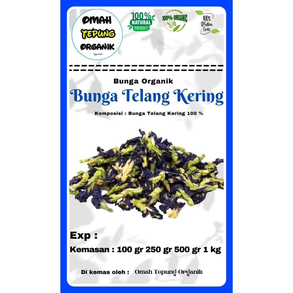 Jual Bunga Telang Kering kemasan 100 gram/Bunga Telang Kering kemasan ...