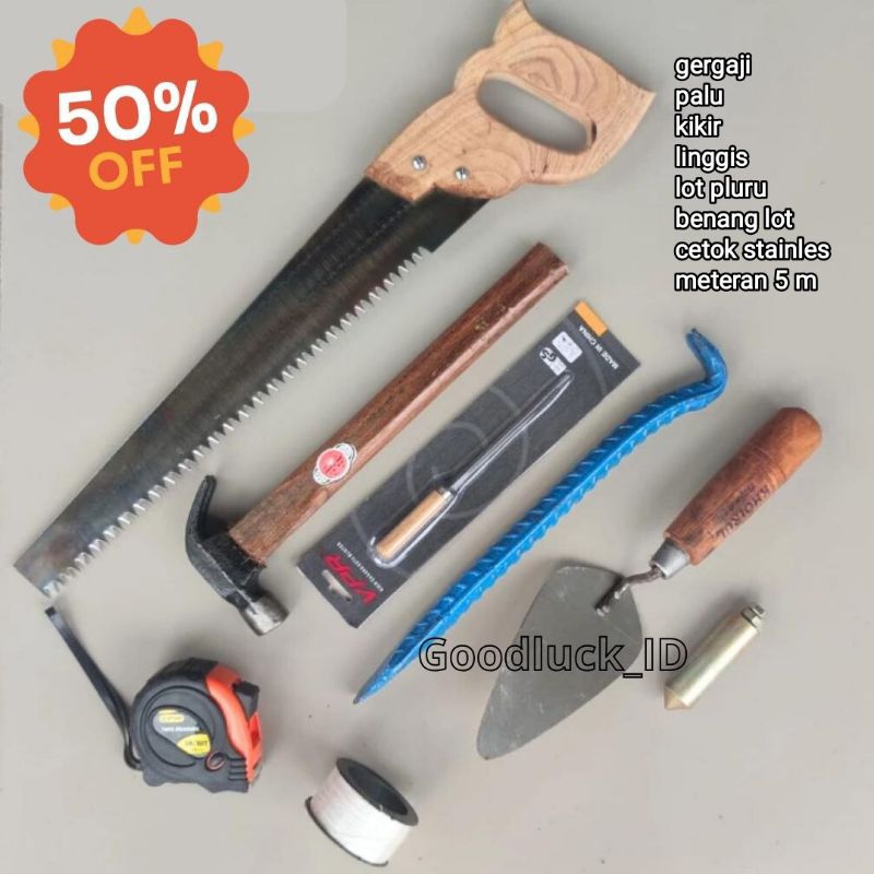 Jual Promo alat Tukang/Perkakas Komplit/gergaji linggis meteran gerinda ...