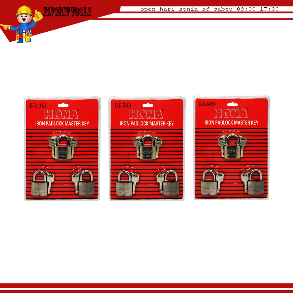 Jual Gembok Materkey Hona Gembok Pintu Gerbang Master 1 Set 3 Pcs ...