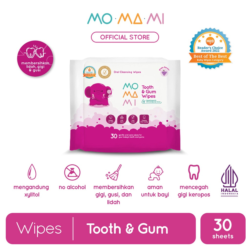 Jual Momami Baby Tooth & Gum - Tisu Basah Gigi & Gusi Bayi (30 Lembar ...