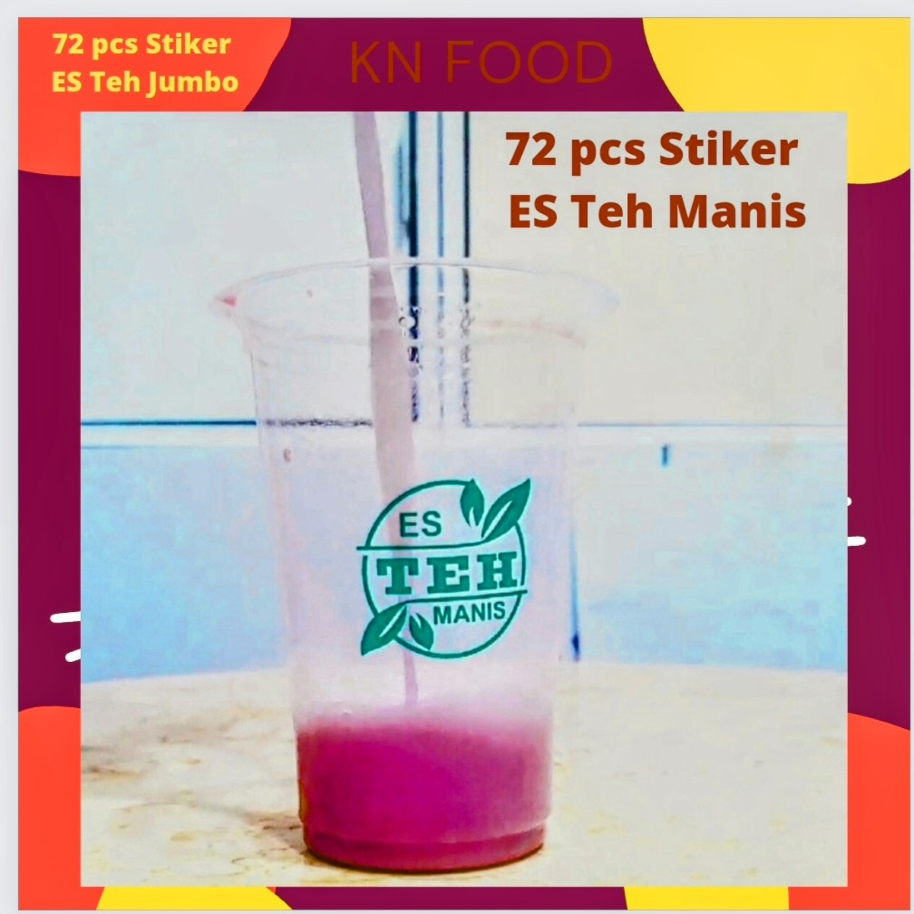 Jual Stiker label transparan cup es teh Manis 72 pcs stiker es teh ...