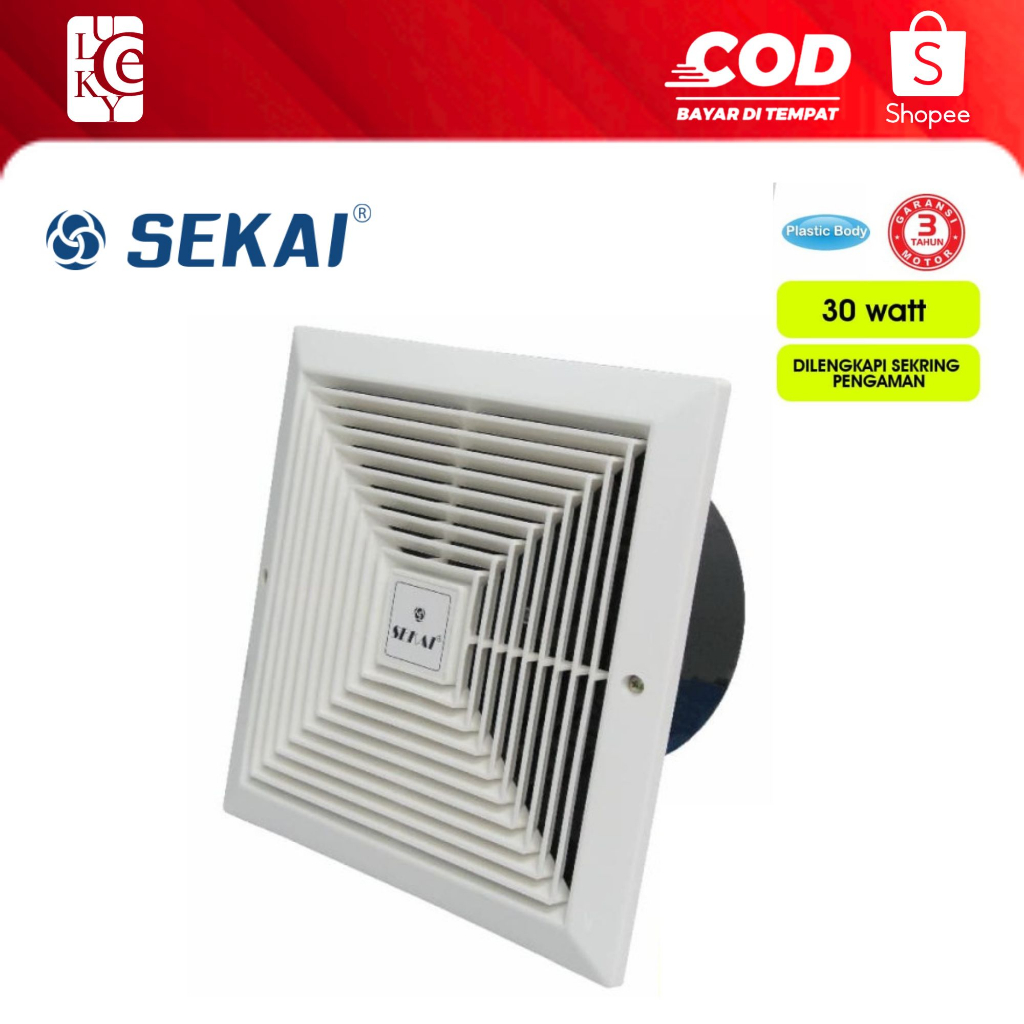 Jual Exhaust Fan Plafon 10 inch / Hexos SEKAI MVF 1091 30 Watt | Shopee Indonesia